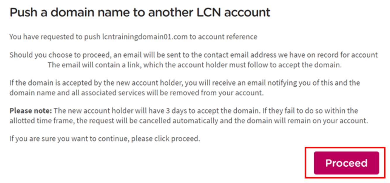 How to Push a Domain Name to another LCN Account - Customer Support ...