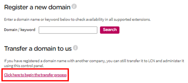 How to Transfer a Domain Name to LCN - Customer Support Guides - LCN