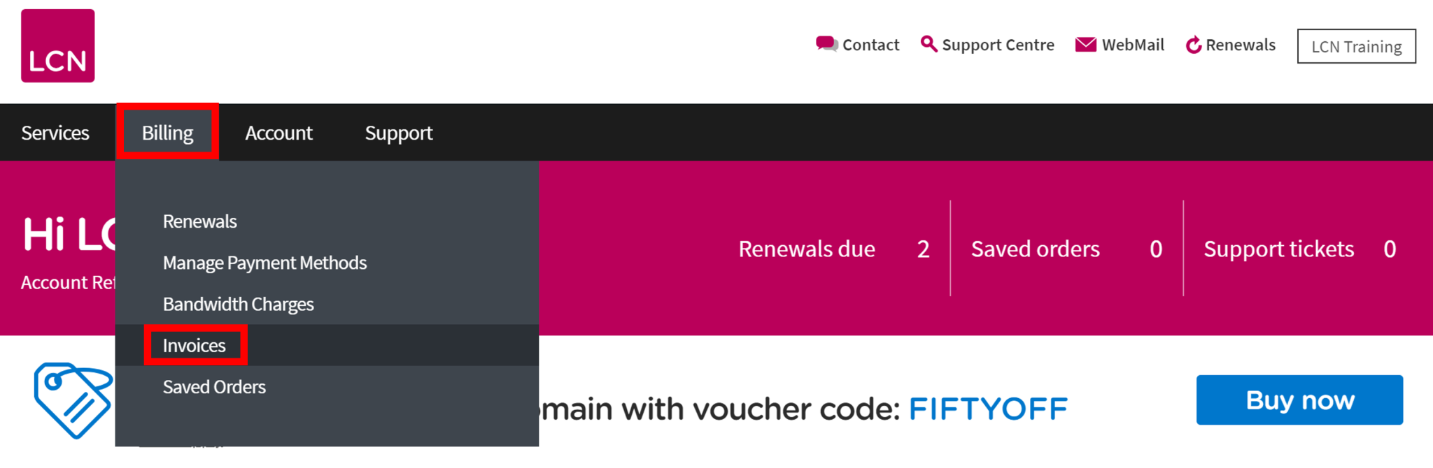 How to view Invoices for Previous Purchases - Customer Support Guides - LCN